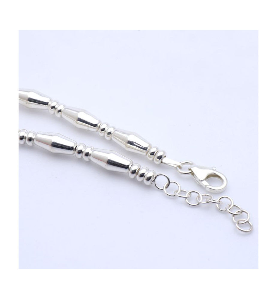 Bracelet en argent 925 avec perles grain de riz et rondelles